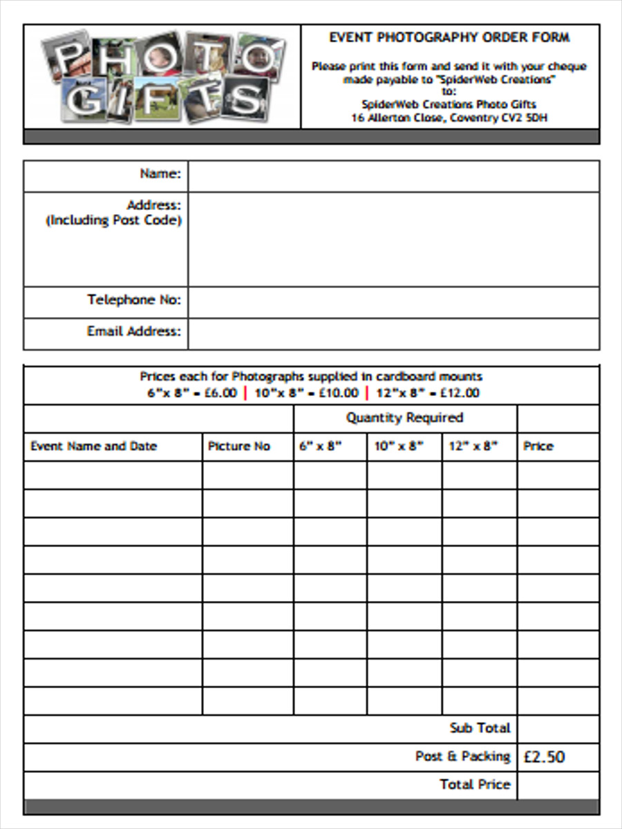 FREE 13+ Event Order Form Samples, PDF, MS Word, Google Docs, Excel