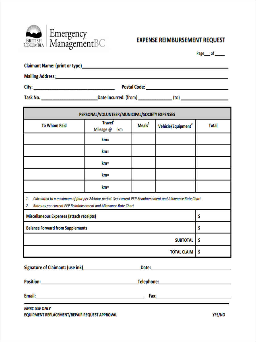 FREE 23+ Expense Reimbursement Form Samples, PDF, MS Word, Google Docs, Excel