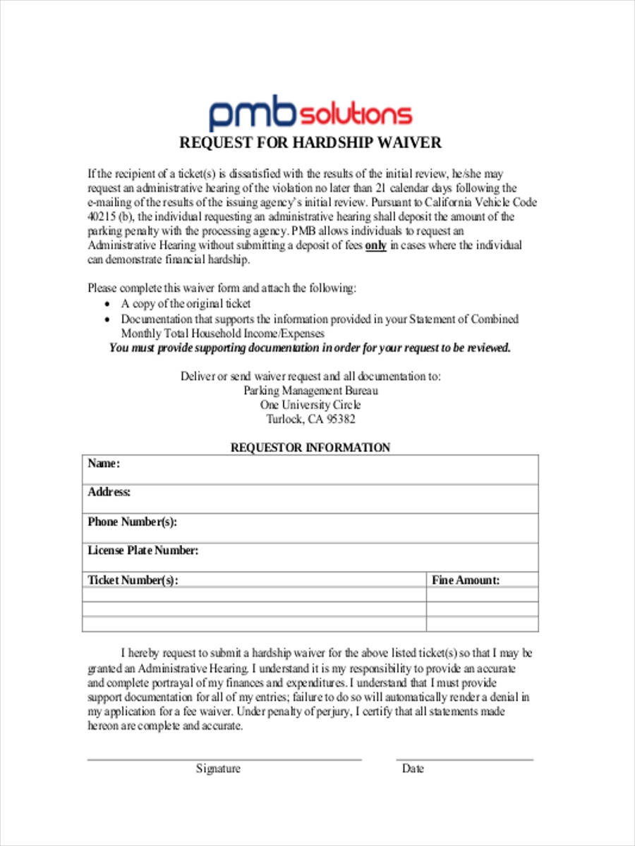 FREE 5+ Financial Waiver Forms in MS Word | PDF