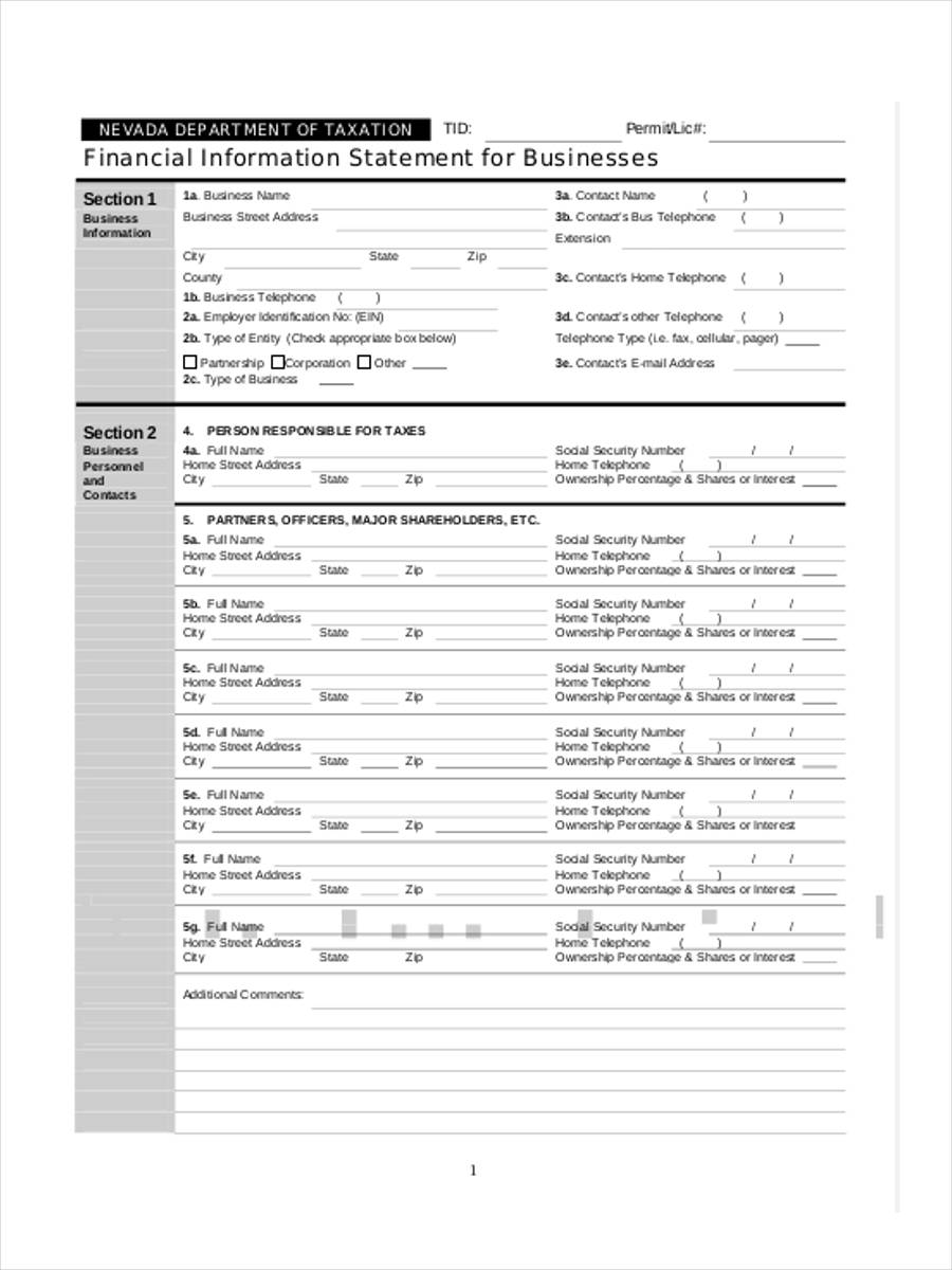 FREE 21+ Financial Statement Form Samples, PDF, MS Word, Google Docs, Excel