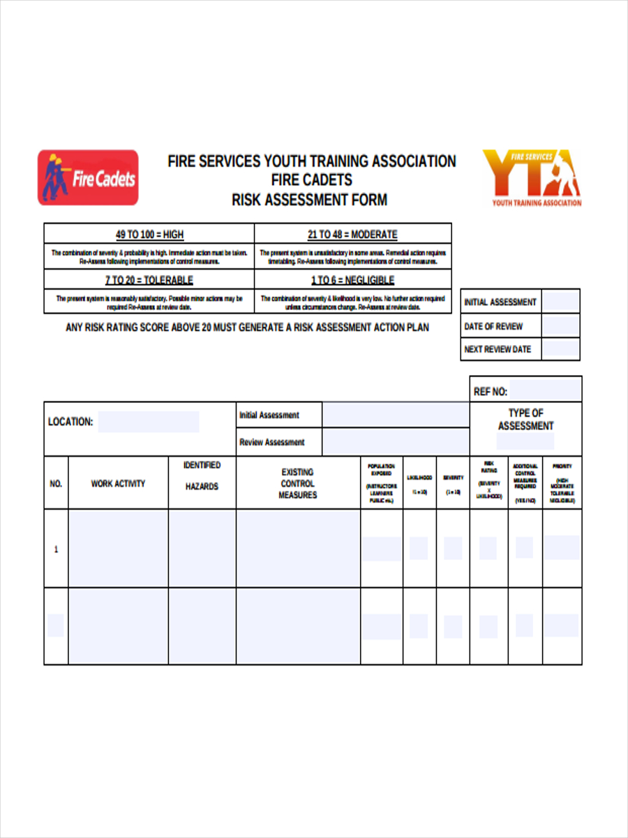 FREE 5+ Training Risk Assessment Forms in PDF