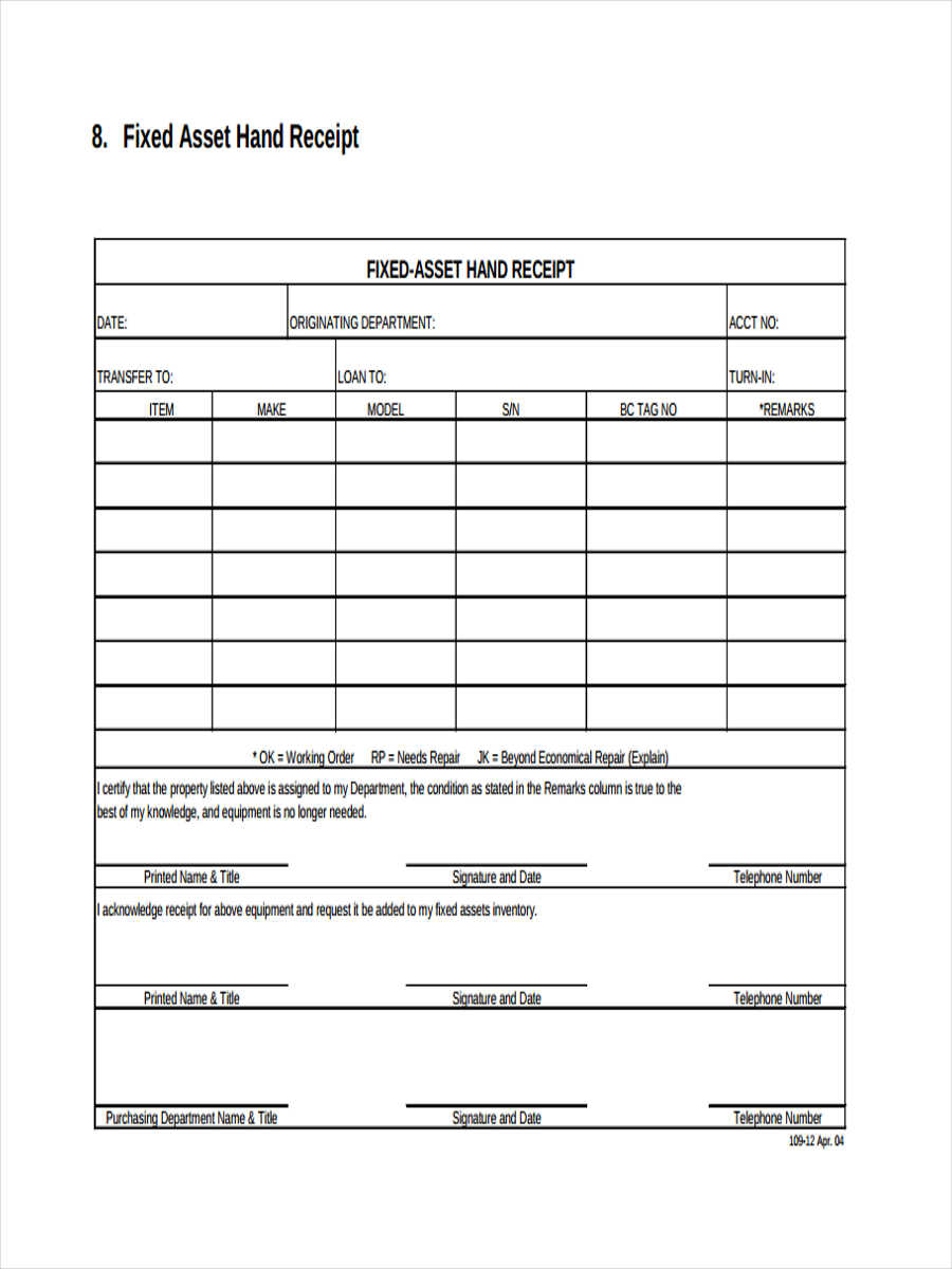 FREE 5+ Asset Receipt Forms in MS Word | PDF