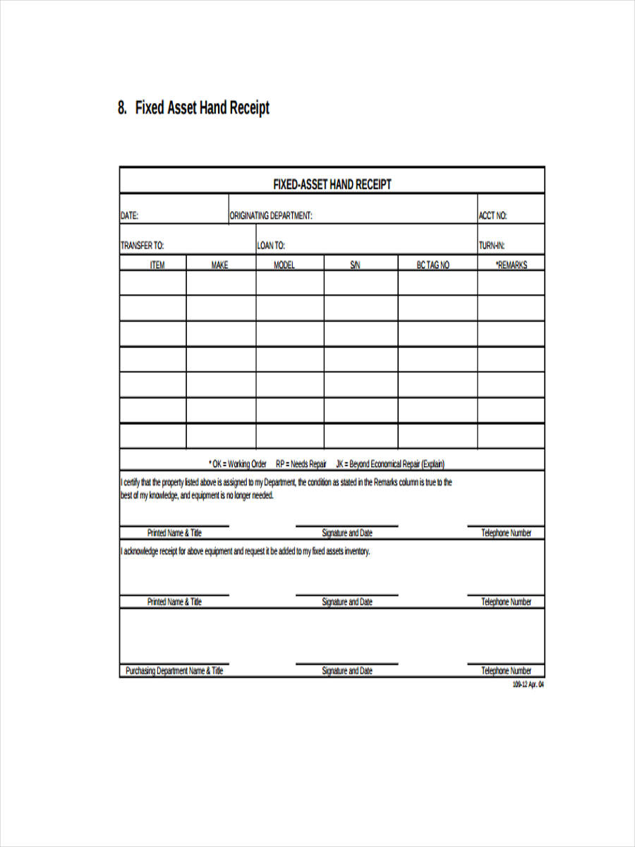 FREE 6+ Asset Receipt Forms in MS Word | PDF