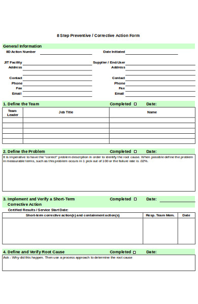 FREE 26+ Corrective Action Form Samples, PDF, MS Word, Google Docs, Excel