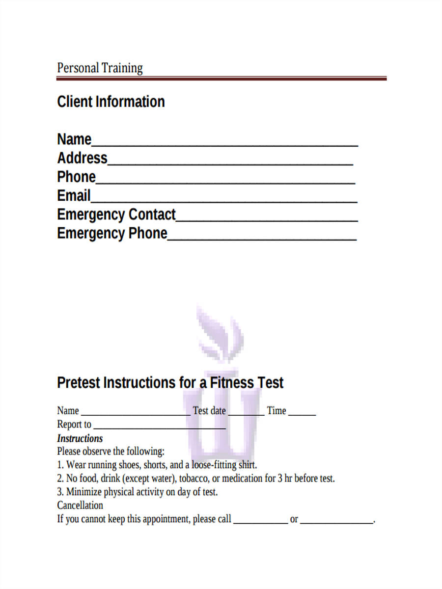 FREE 5+ Personal Training Assessment Forms in MS Word | PDF