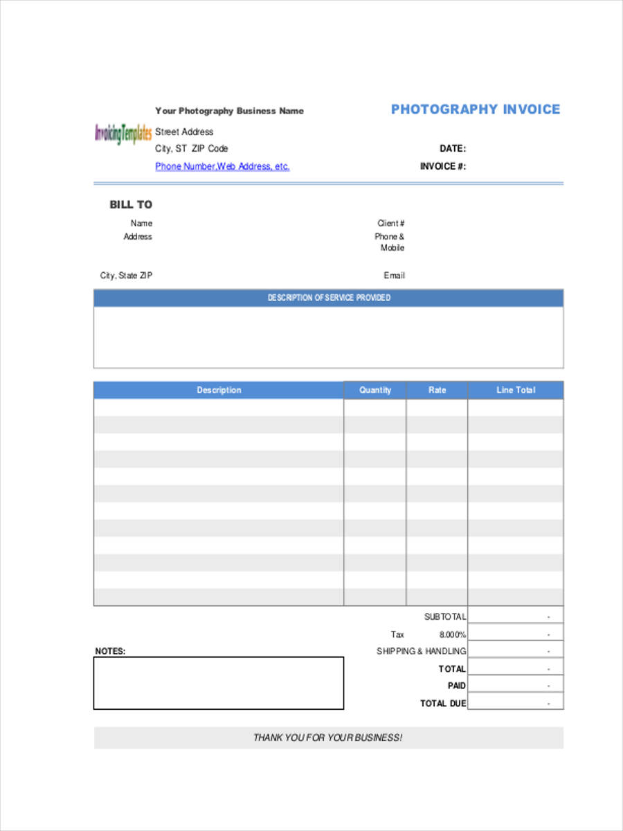 FREE 4+ Photography Invoice Forms in PDF