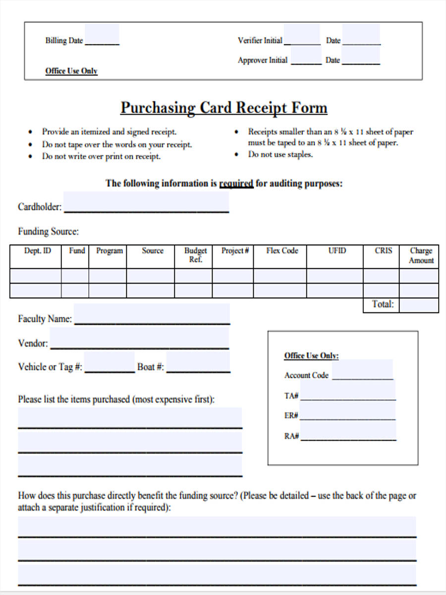 FREE 14+ Purchase Receipt Form Samples, PDF, MS Word, Google Docs, Excel