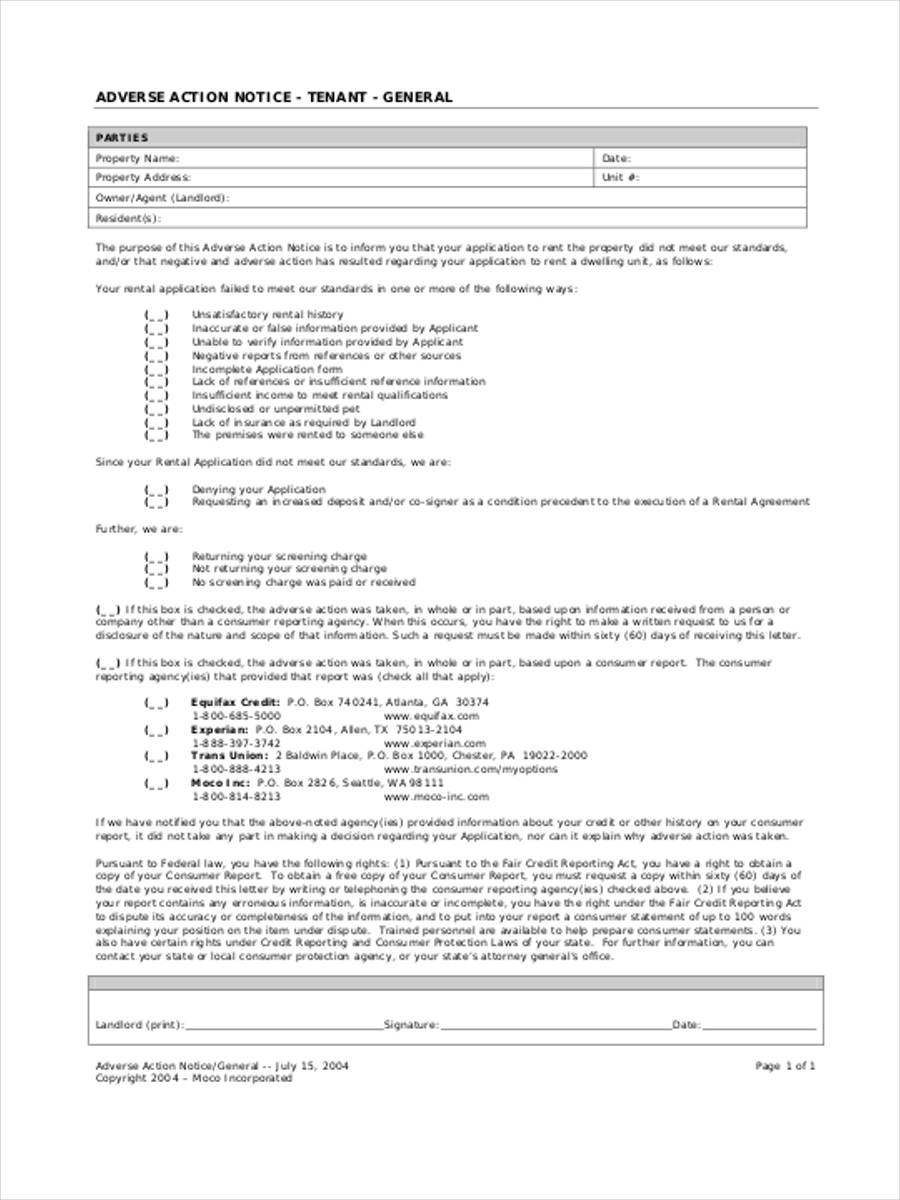 FREE 6+ Adverse Action Forms in PDF | Ms Word
