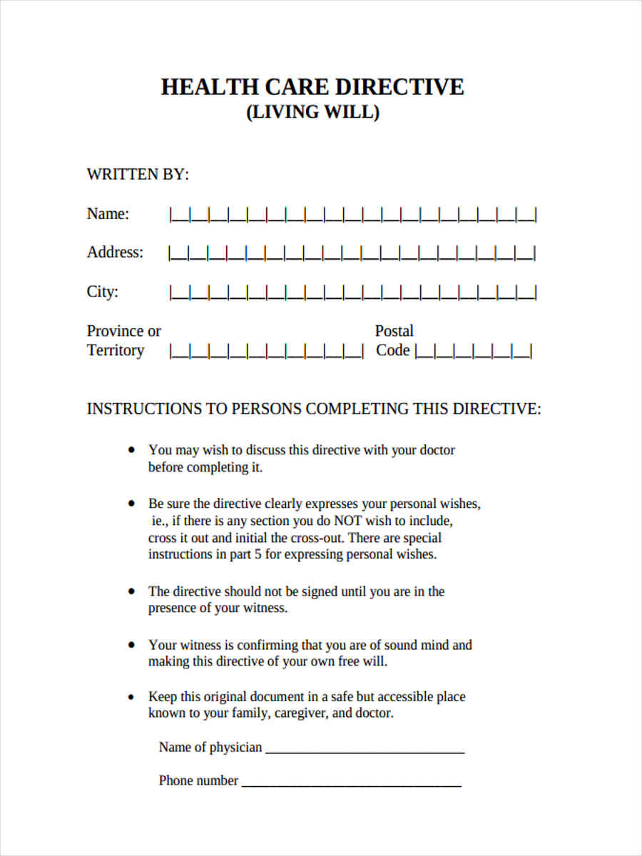 FREE 5+ Health Care Directive Forms in PDF | MS Word