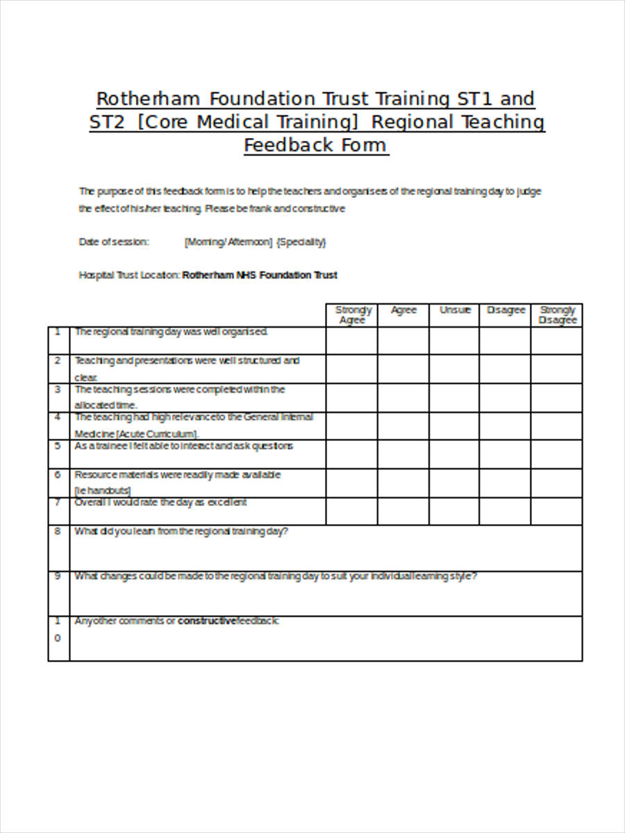 FREE 10+ Medical Feedback Forms in PDF