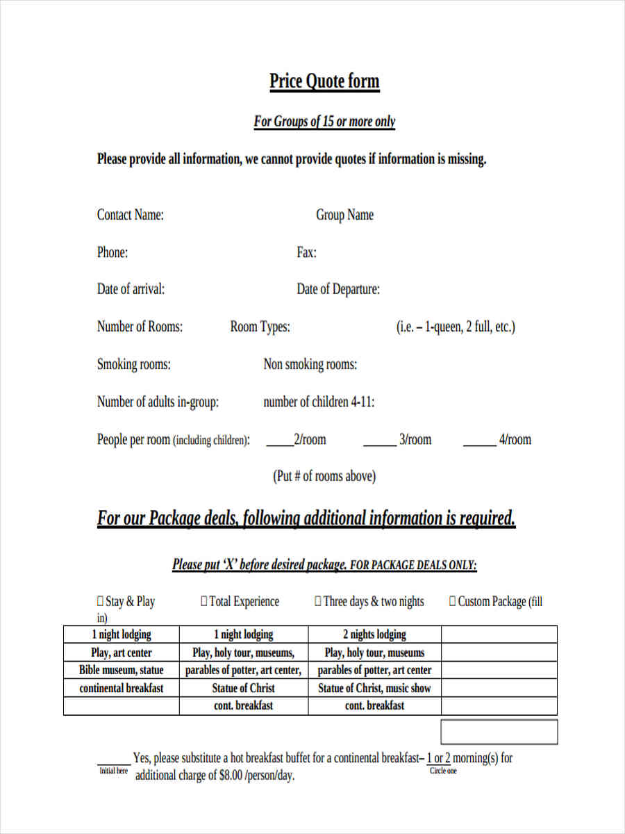FREE 10+ Price Quote Forms in MS Word | PDF | Excel