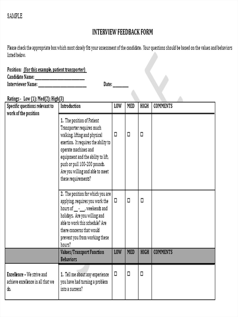 FREE 5 Sample HR Feedback Forms In PDF MS Word