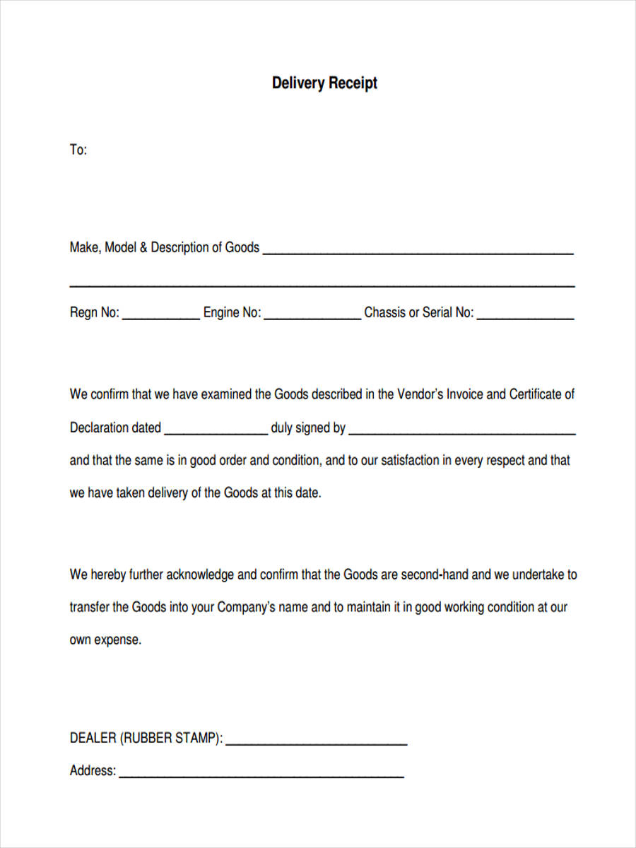 FREE 10+ Delivery Receipt Form Samples, PDF, MS Word, Google Docs