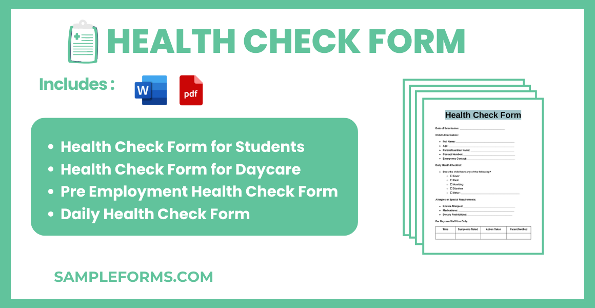 FREE 12+ Health Check Form Samples, PDF, MS Word, Google Docs