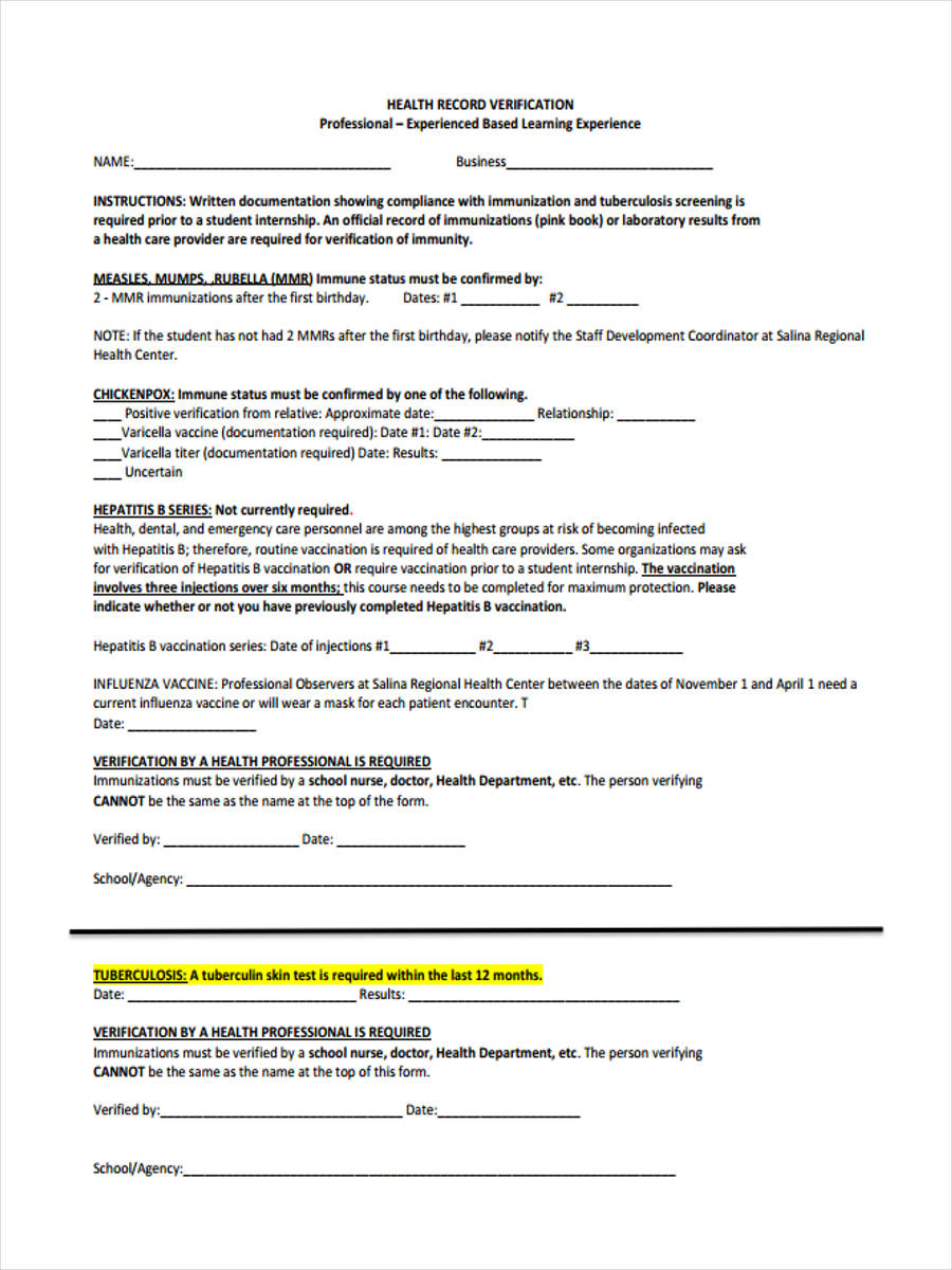 FREE 13+ Health Record Form Samples, PDF, MS Word, Google Docs