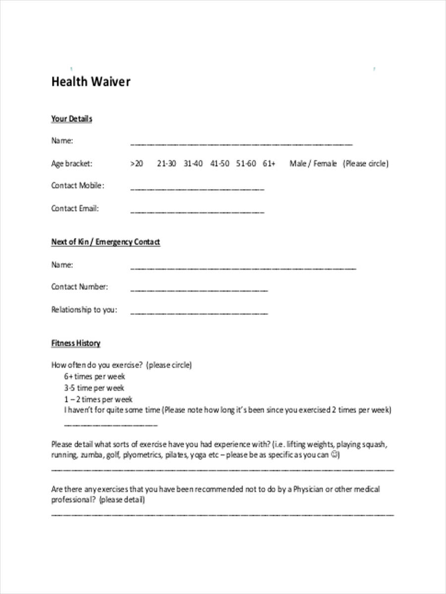 FREE 9+ Health Waiver Forms in PDF | Ms Word