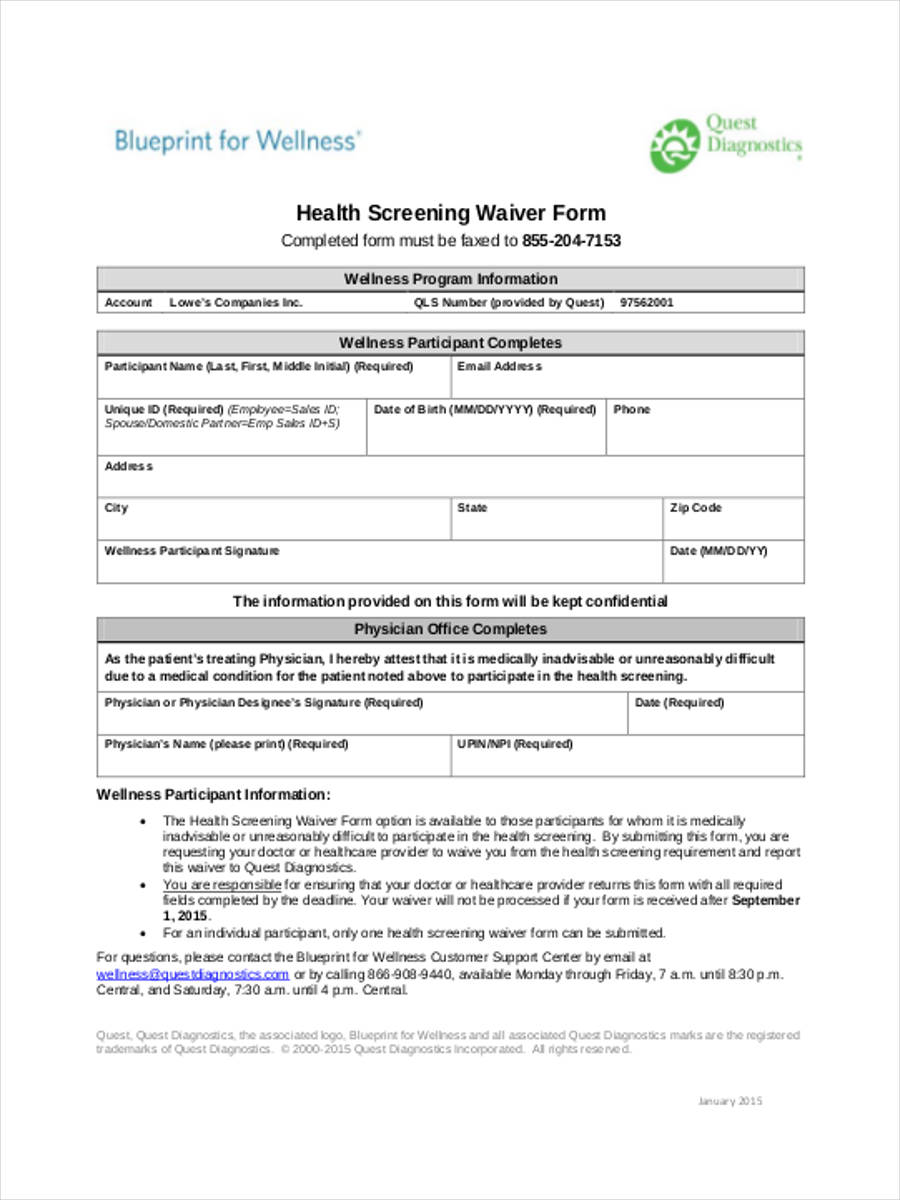 FREE 9+ Health Waiver Forms in PDF | Ms Word