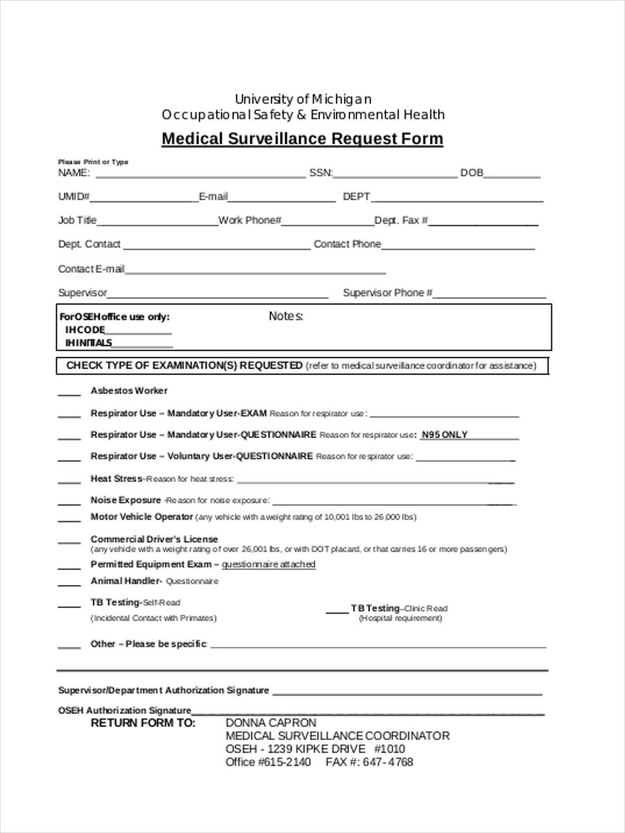 Free 6 Health Surveillance Forms In Pdf