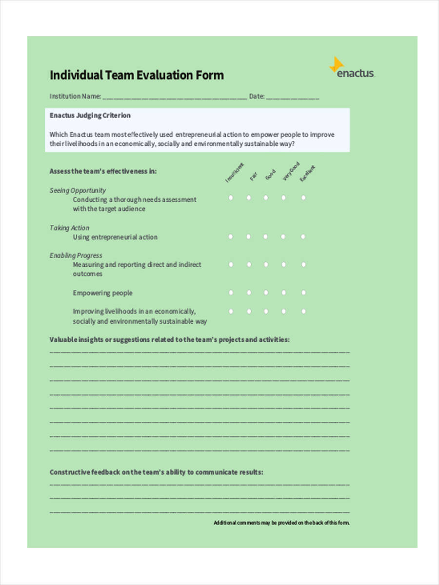 FREE 20+ Team Evaluation Forms in PDF | Ms Word | Excel