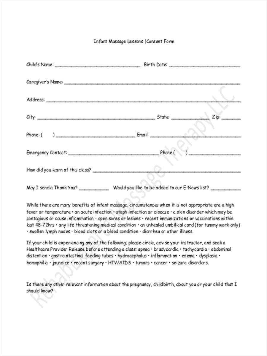 Printable Massage Consent Forms Printable Forms Free Online