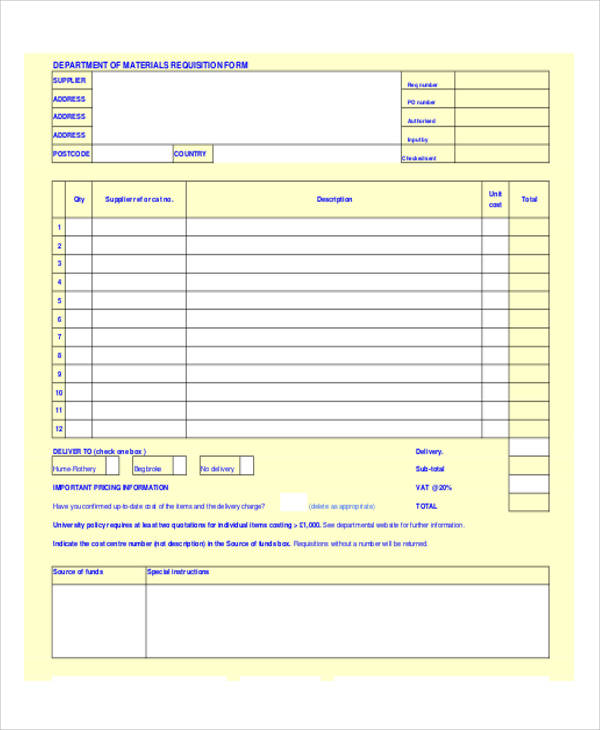 FREE 7+ Internal Requisition Forms in MS Word | PDF