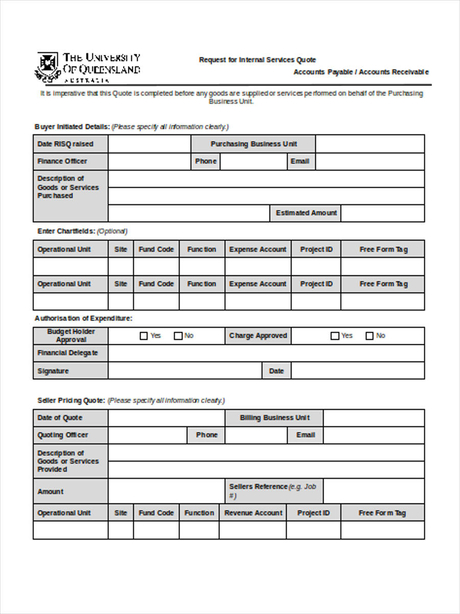 FREE 22+ Quote Forms in MS Word | PDF | Excel