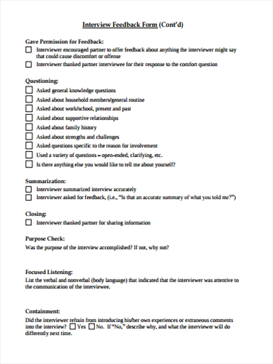 FREE 41+ Interview Form Samples, PDF, MS Word, Google Docs, Excel