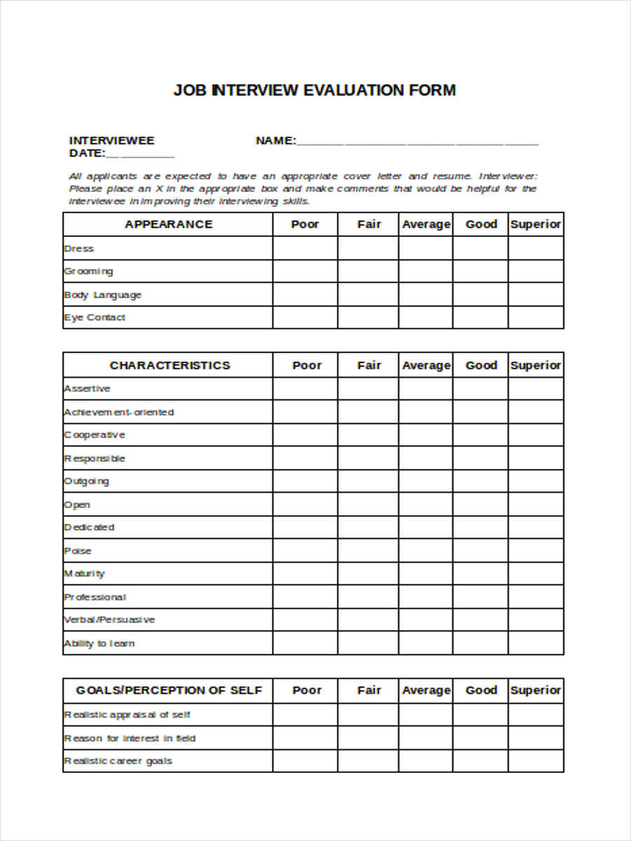 Candidate Interview Feedback Form