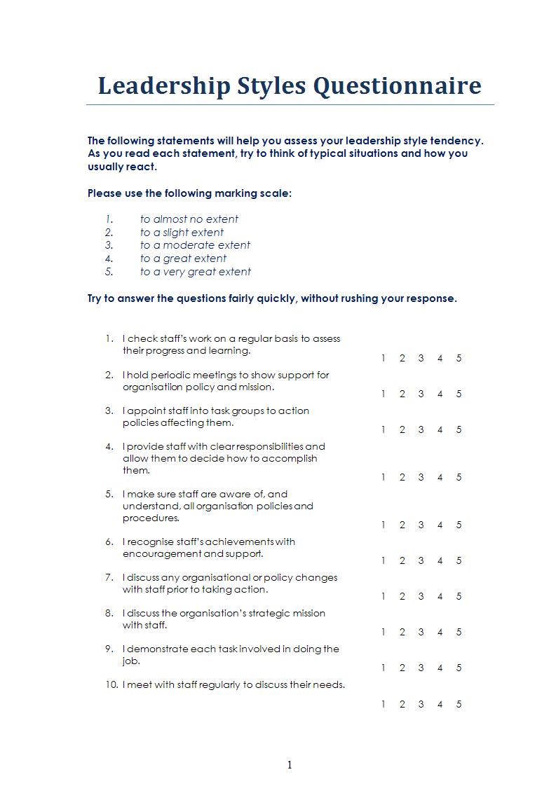 Free 10+ Leadership Assessment Questions Samples, PDF, MS Word, Google Docs