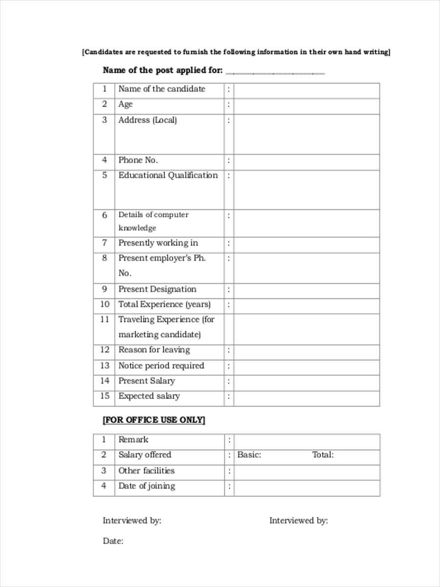 FREE 23 Interview Assessment Forms In PDF MS Word Excel