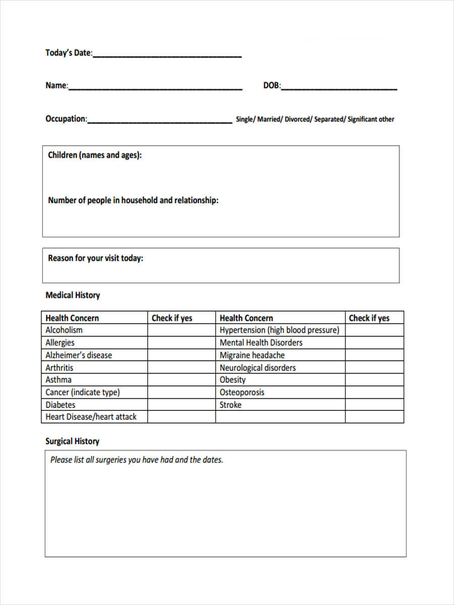 FREE 7+ Medical Intake Forms in PDF
