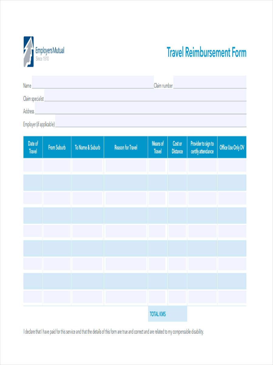 FREE 11+ Travel Reimbursement Form Samples, PDF, MS Word, Google Docs, Excel