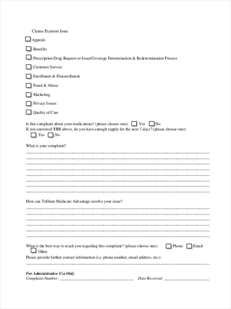 FREE 6+ Sample Member Complaint Forms in MS Word | PDF