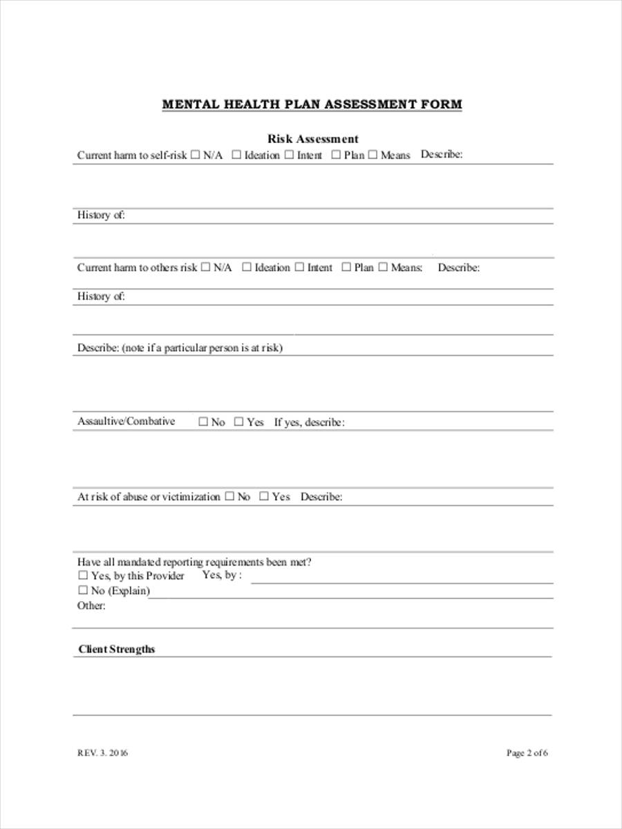 FREE 12+ Mental Health Assessment Form Samples, PDF, MS Word, Google Docs