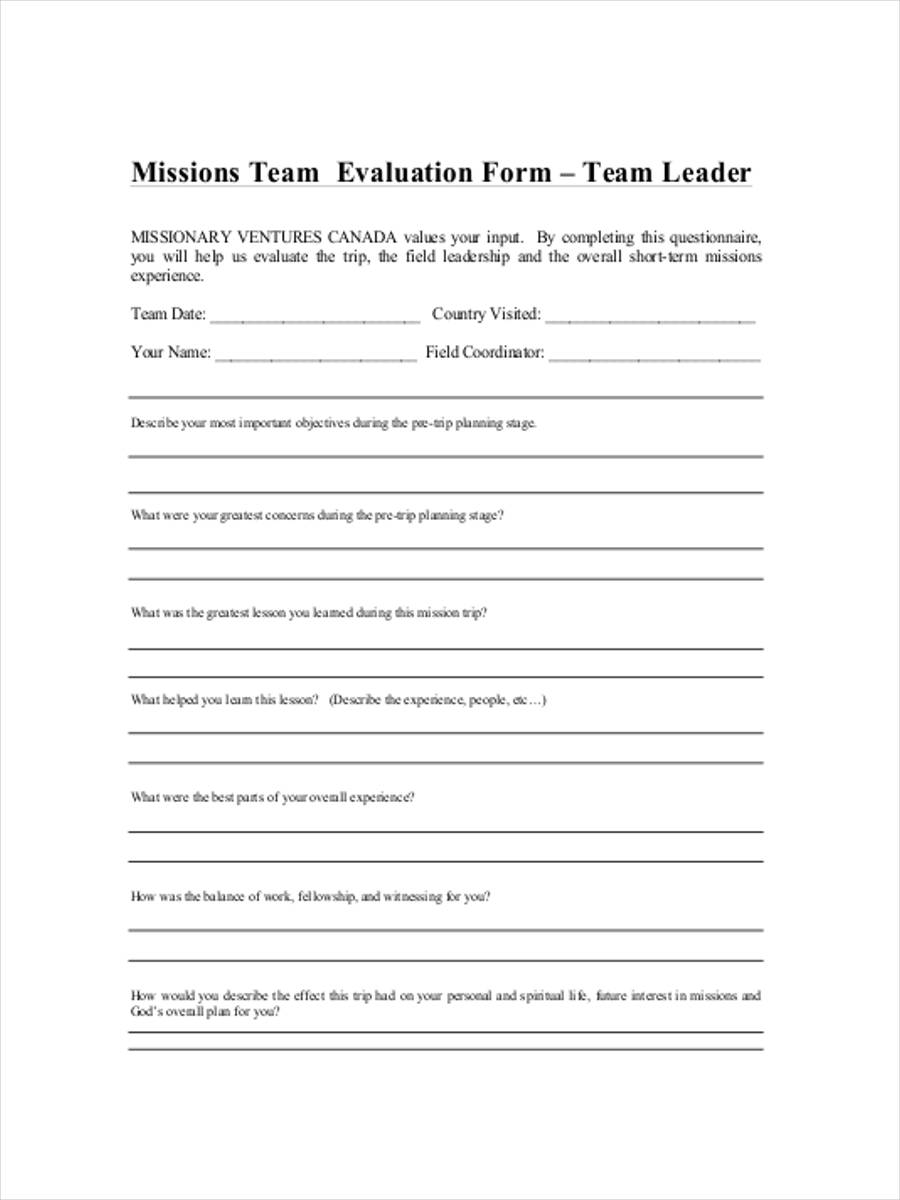 FREE 20+ Team Evaluation Forms in PDF | Ms Word | Excel