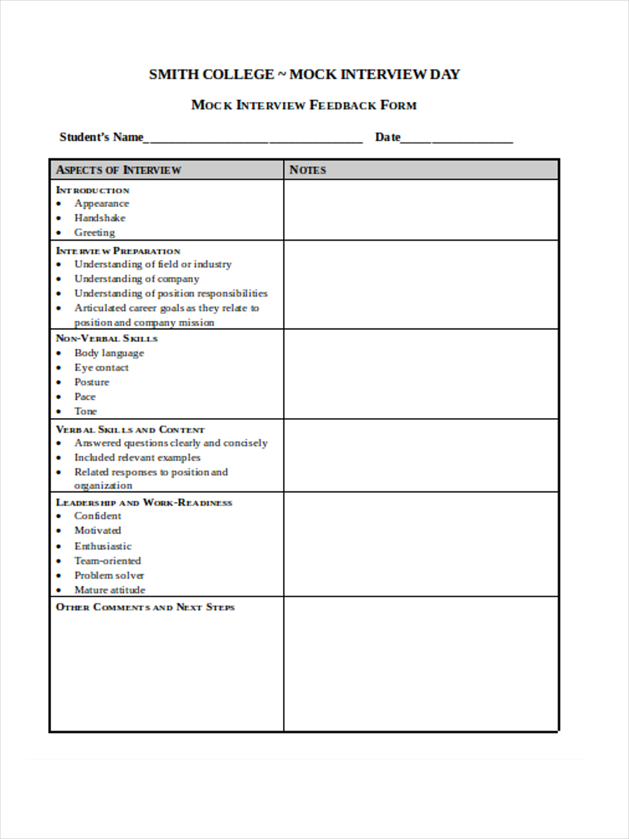 FREE 40+ Interview Forms in MS Word | PDF | Excel