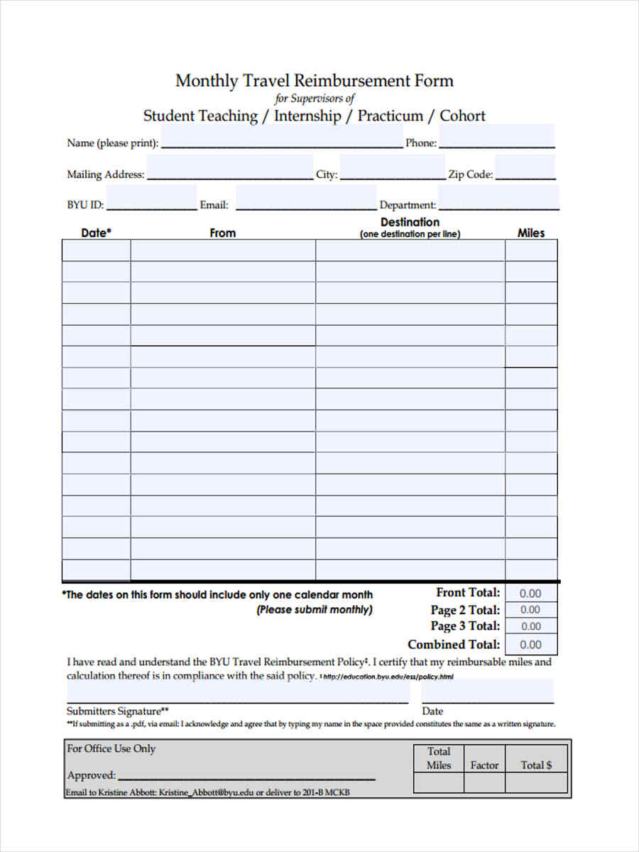 FREE 11+ Travel Reimbursement Form Samples, PDF, MS Word, Google Docs ...