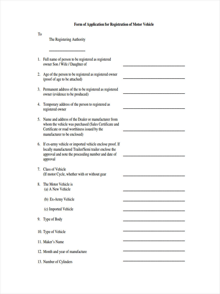 FREE 6+ Motor Vehicle Transfer Forms in PDF | Ms Word