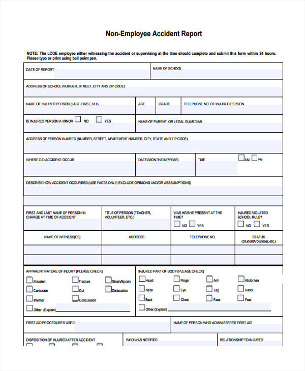 FREE 32+ Accident Report Form Samples, PDF, MS Word, Google Docs