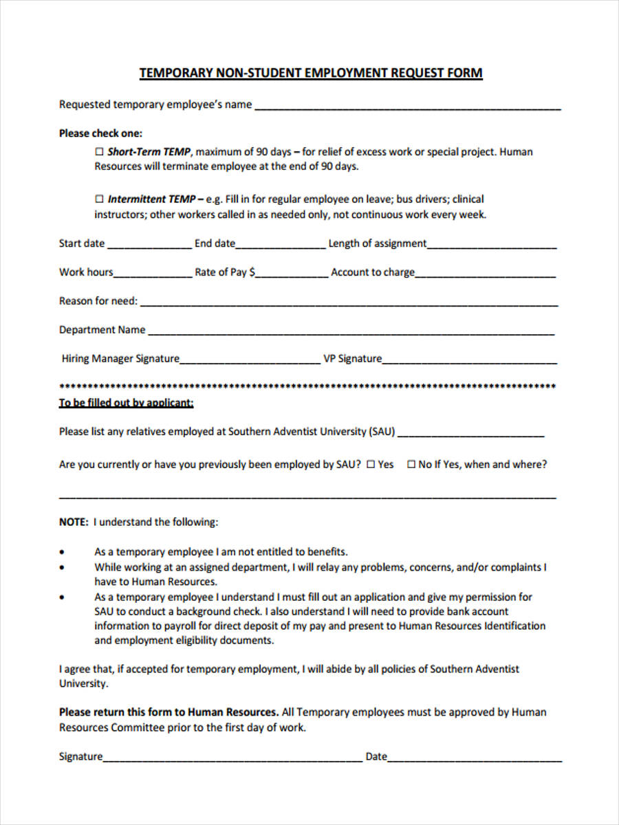 FREE 49+ Sample Employee Request Forms in PDF | MS Word | Excel