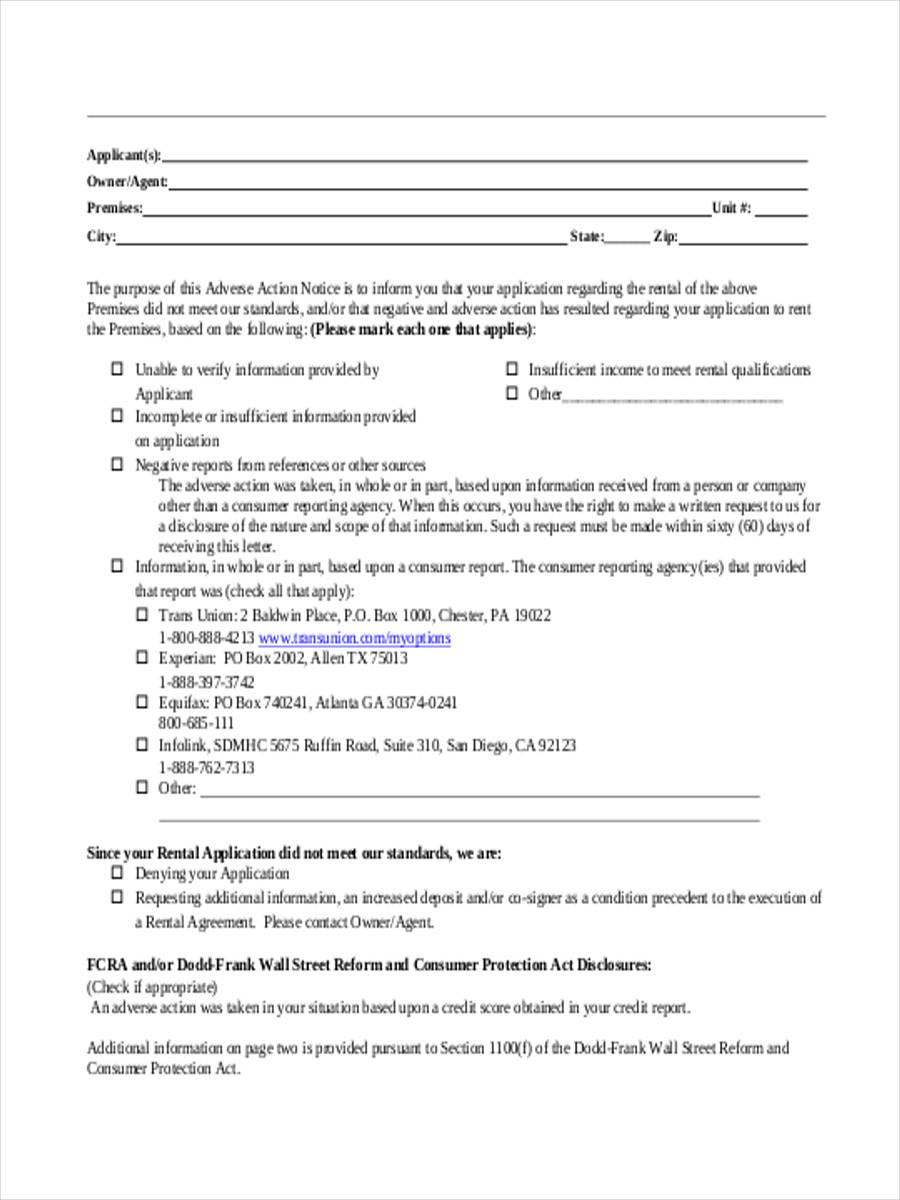 FREE 6+ Adverse Action Forms in PDF | Ms Word