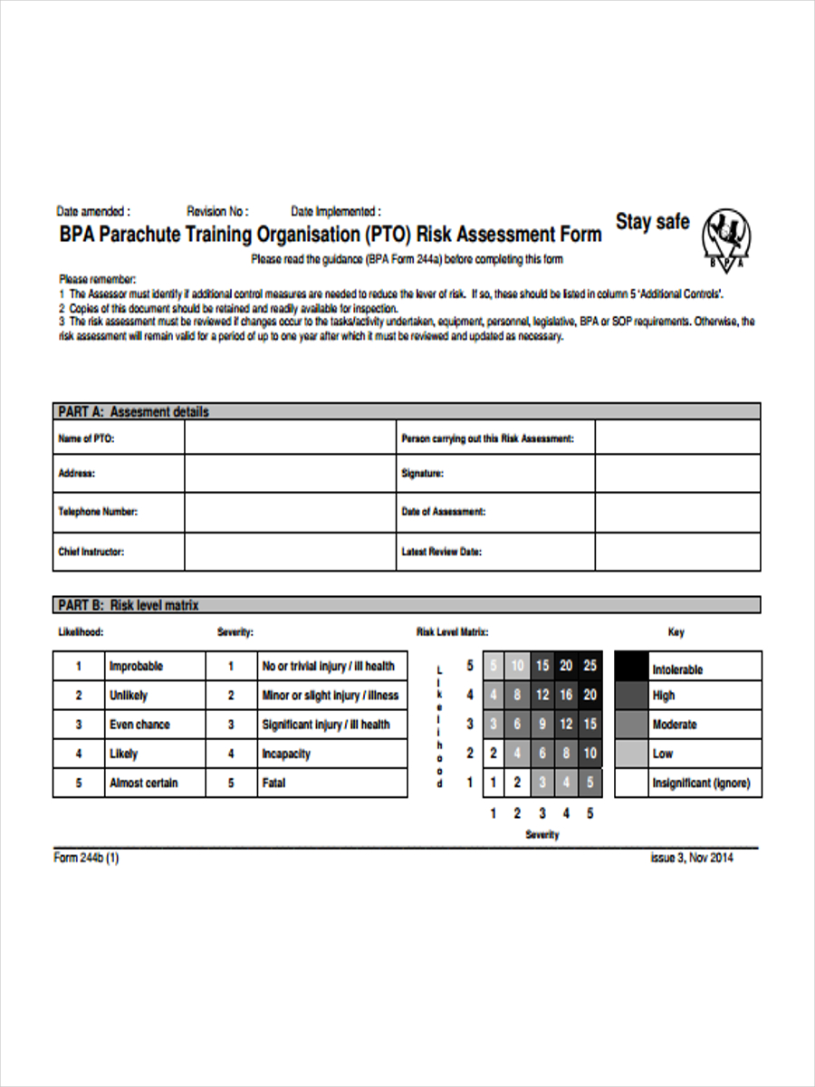 FREE 5+ Training Risk Assessment Forms in PDF