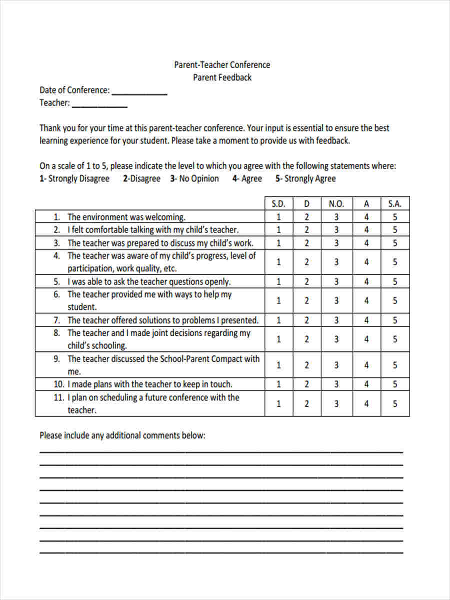 FREE 14+ Feedback Form for Parents Samples, PDF, MS Word, Google Docs