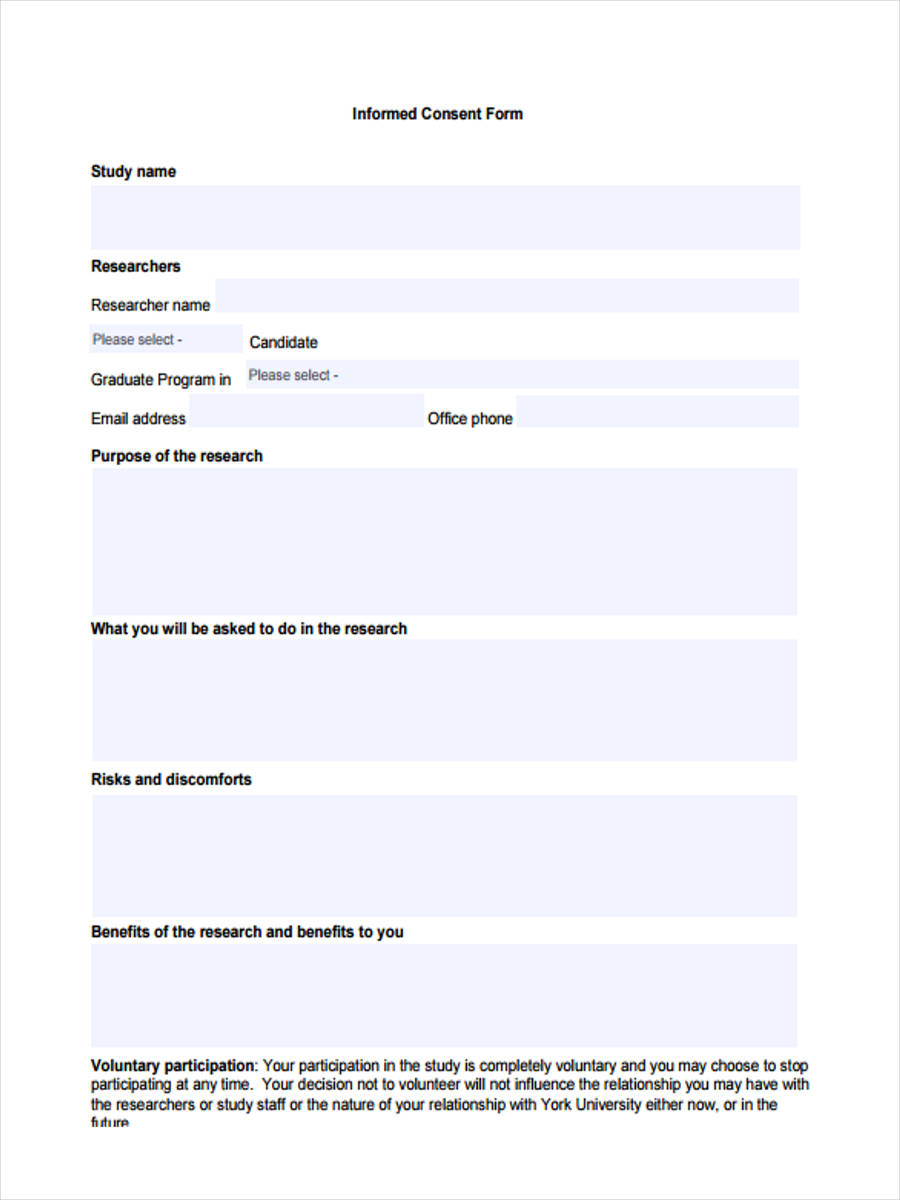 FREE 8 Participant Consent Forms In PDF MS Word
