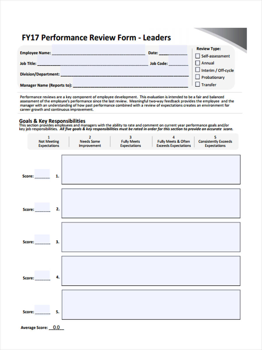 FREE 30+ Performance Review Form Samples, PDF, MS Word, Google Docs