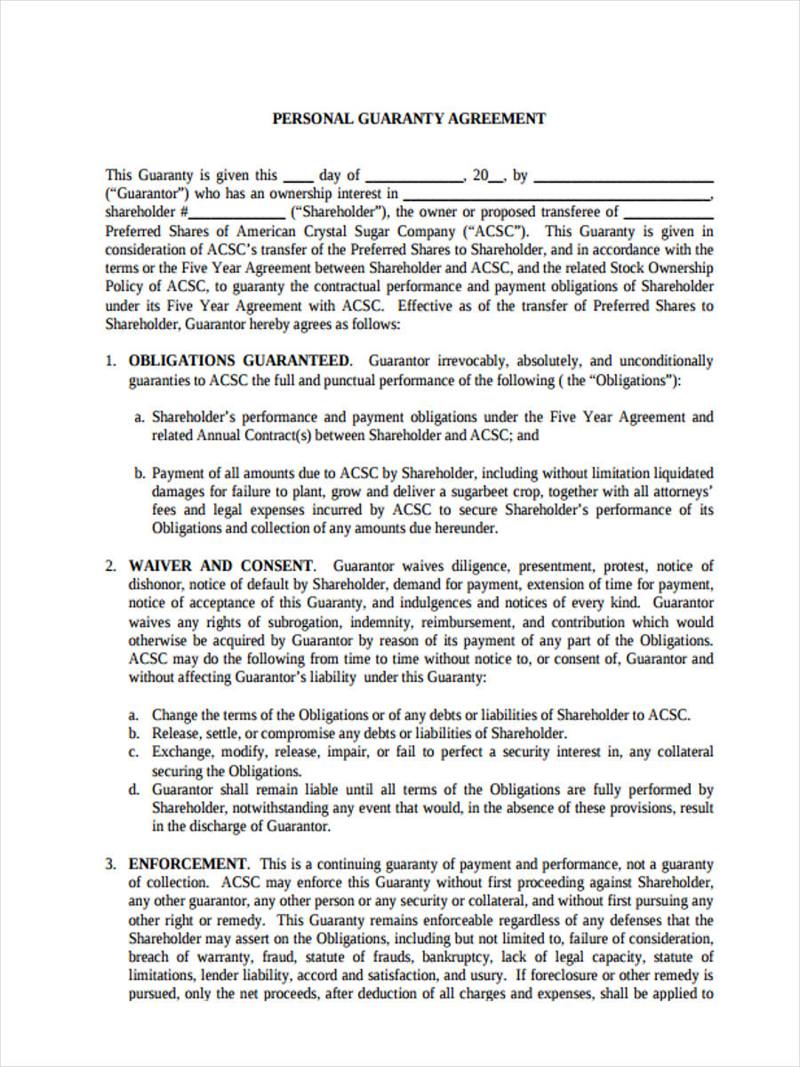 FREE 13+ Guarantor Agreement Form Samples, PDF, MS Word, Google Docs