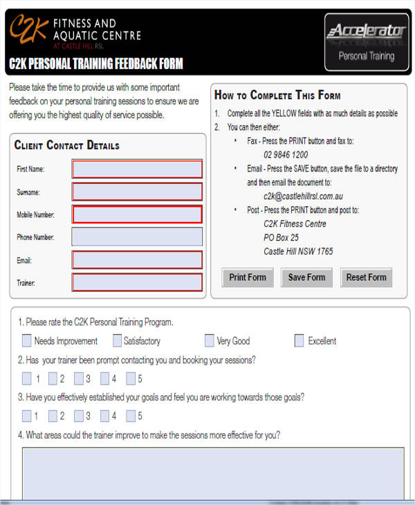 FREE 16+ Sample Training Feedback Forms in PDF | Ms Word | Excel
