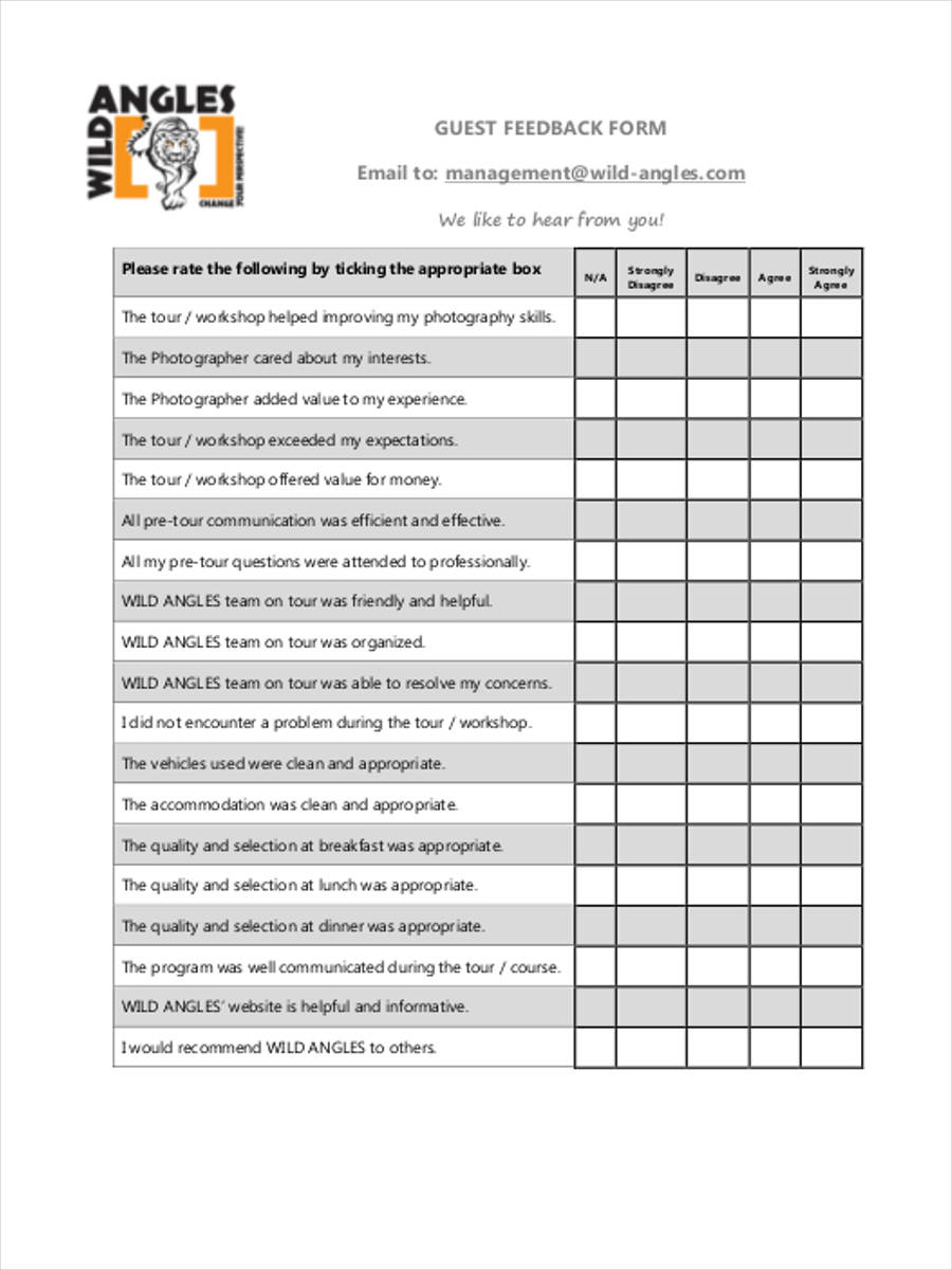 FREE 6+ Photography Feedback Forms in PDF
