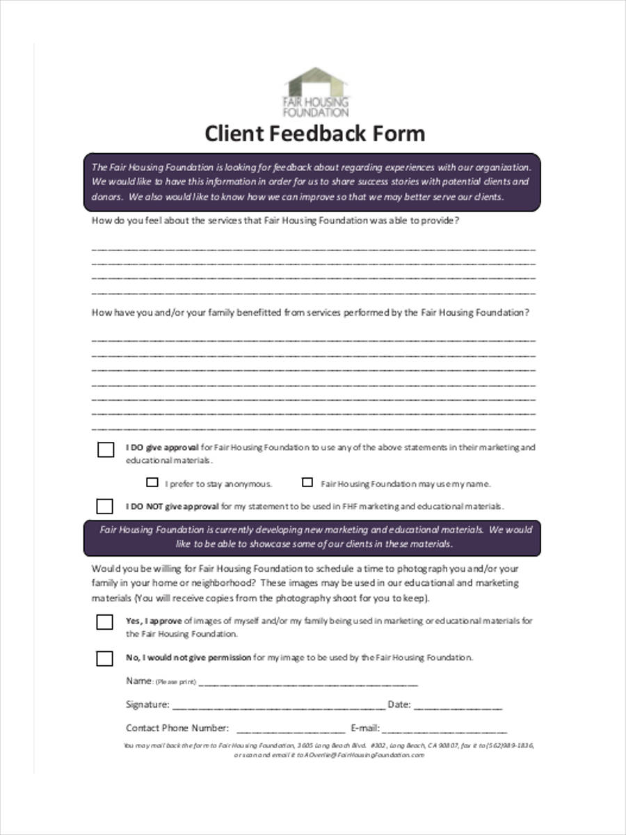 FREE 6+ Photography Feedback Forms in PDF