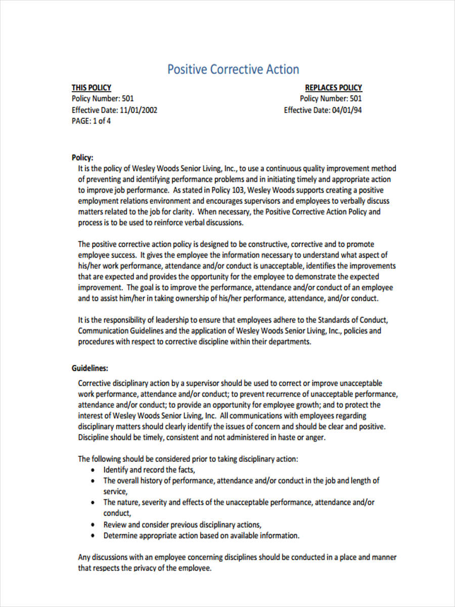 FREE 26+ Corrective Action Form Samples, PDF, MS Word, Google Docs, Excel